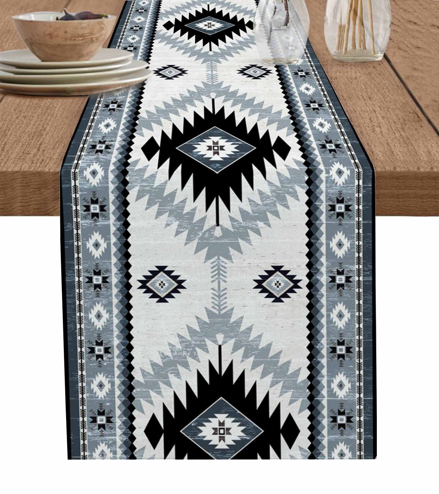 ERUNPONLY Brown Beige Boho Table Runner - 90 Inch Long Southwestern ...
