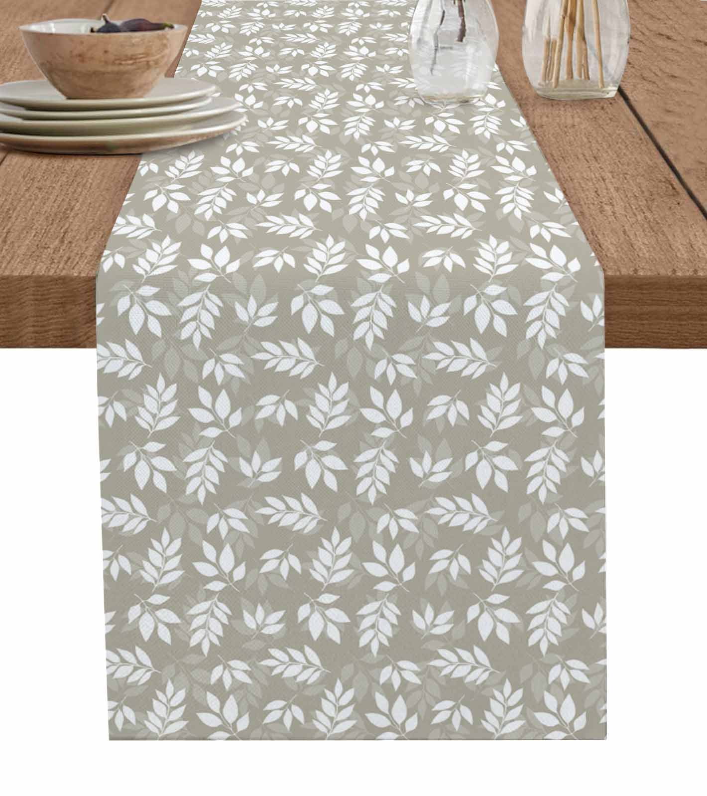 ERUNPONLY Brown Leaves Table Runner - 90 Inch Long Country Pastoral ...