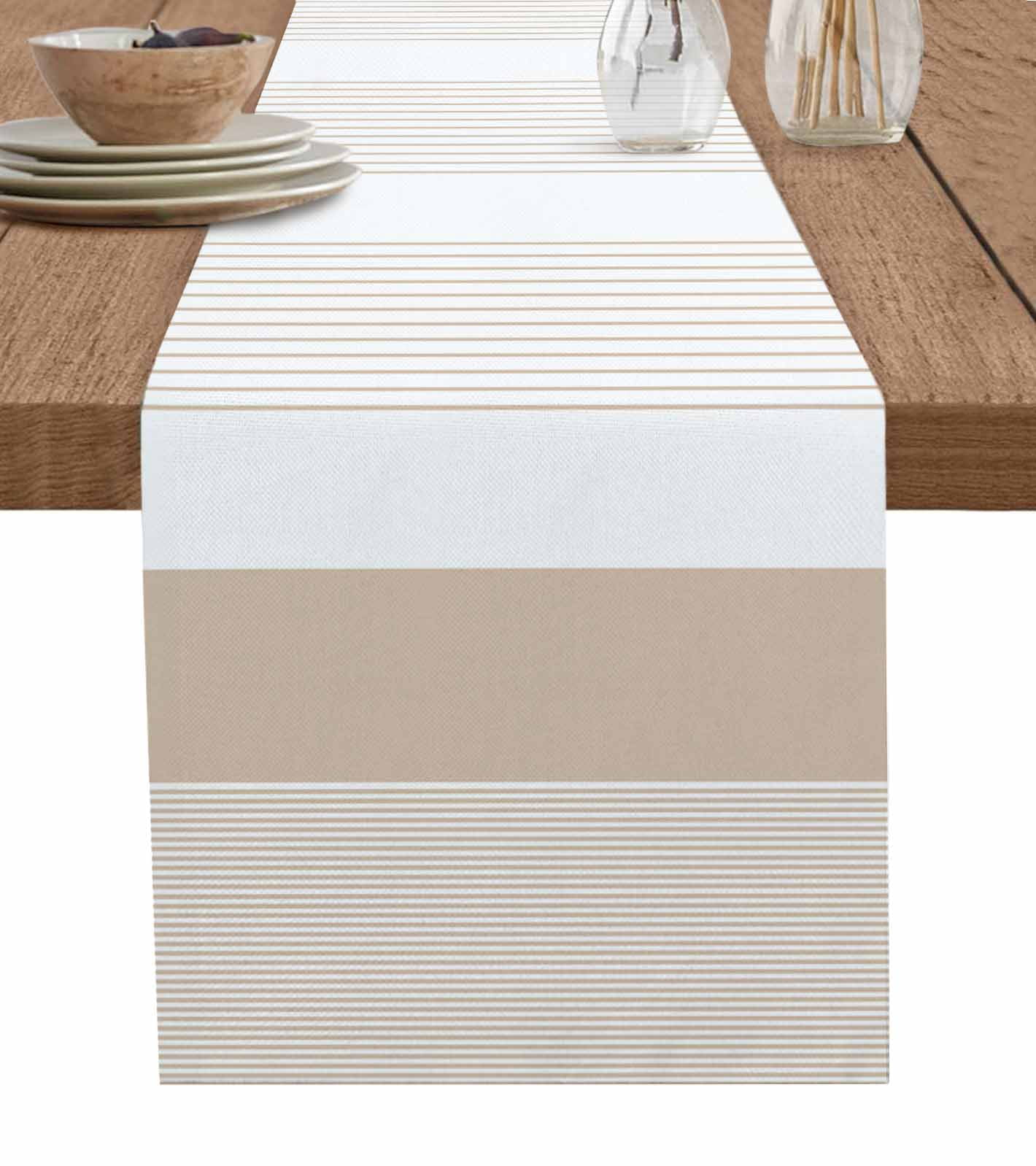 ERUNPONLY Brown Stripe Table Runner - 120 Inch Long Modern Rustic ...