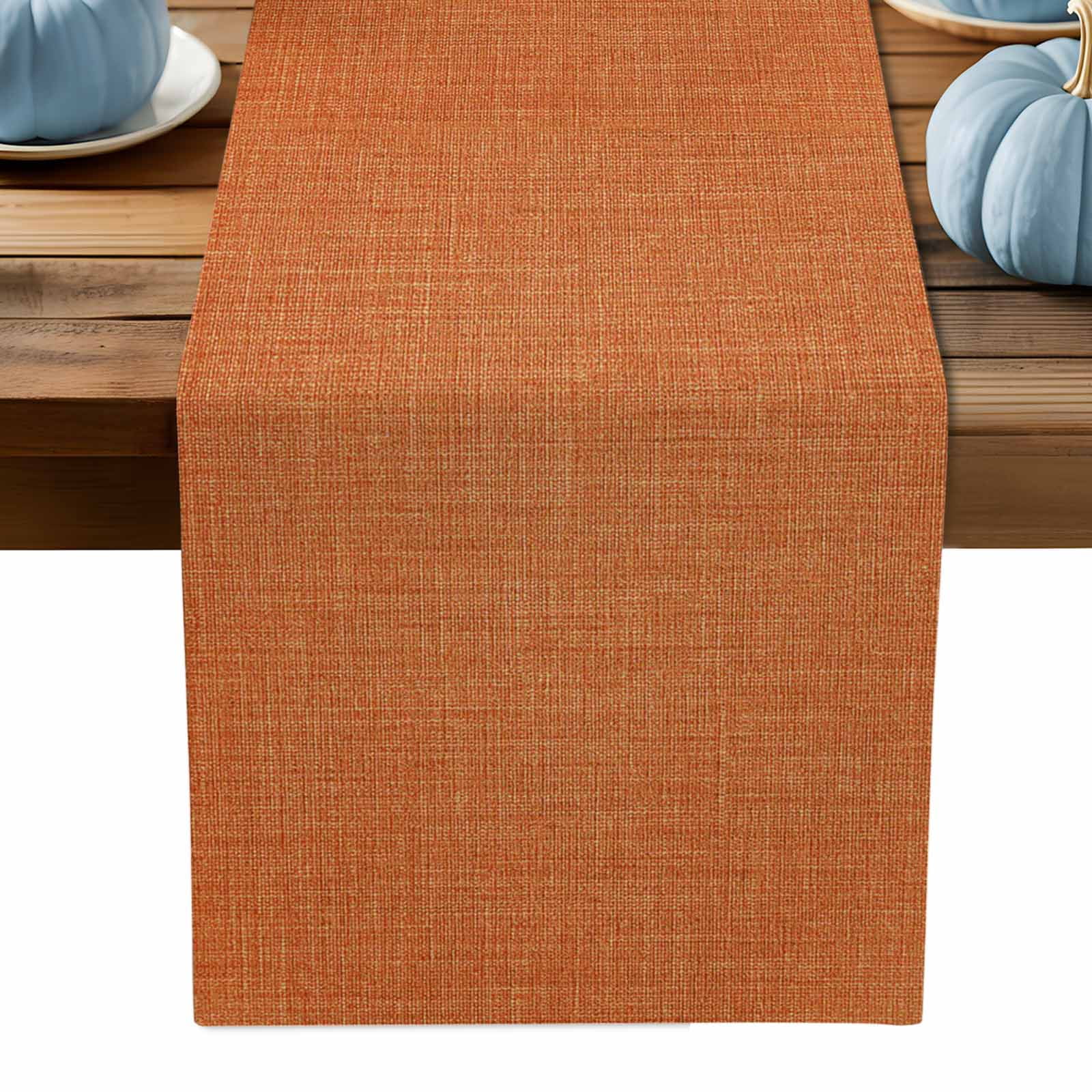 ERUNPONLY Burnt Orange Burlap Texture Table Runner - 48 Inch Long ...