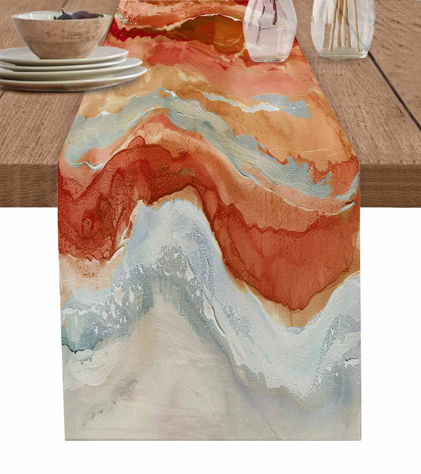ERUNPONLY Burnt Orange Coastal Table Runner - 72 Inch Long Summer Beach ...