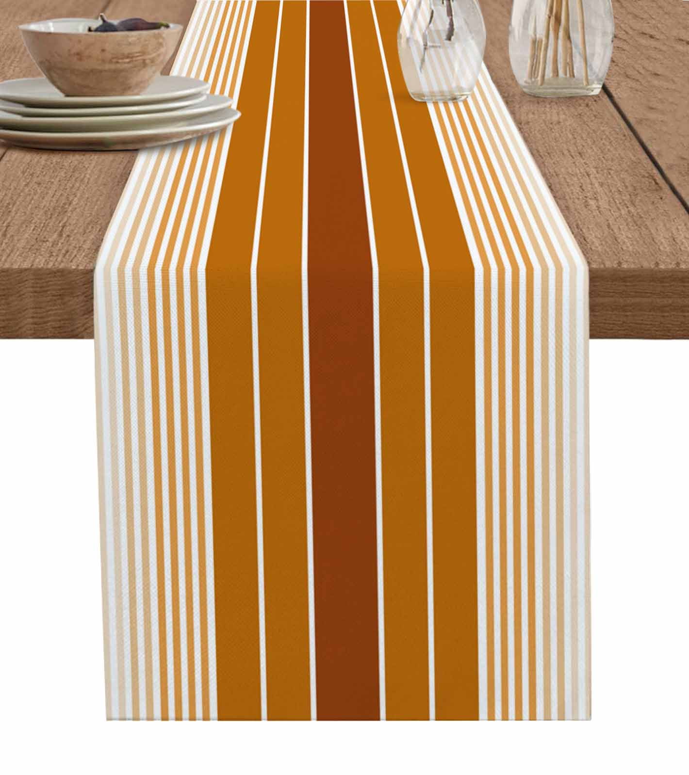 ERUNPONLY Burnt Orange Ombre Stripe Table Runner - 72 Inch Long ...