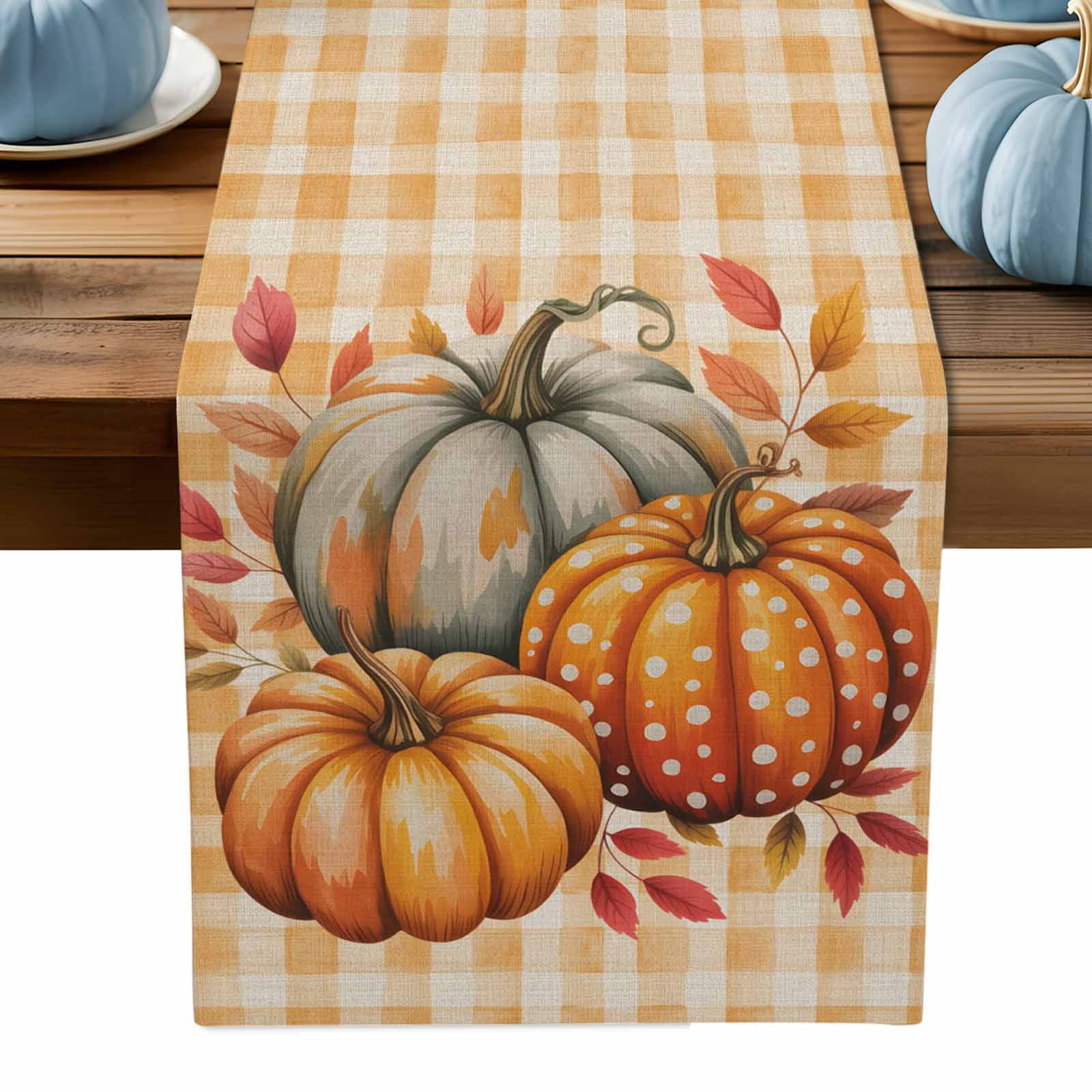 ERUNPONLY Burnt Orange Pumpkin Fall Table Runner - 72 Inch Long ...