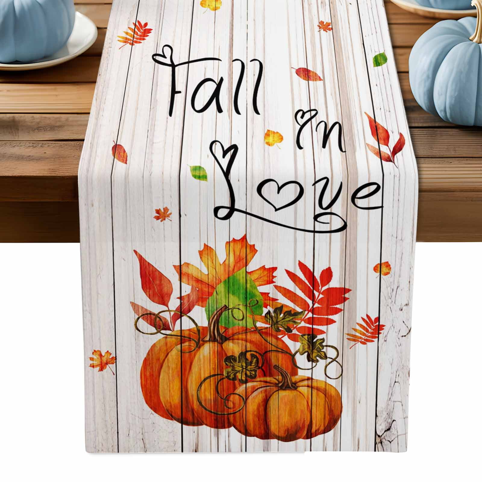 ERUNPONLY Burnt Orange Pumpkins Fall Table Runner - 108 Inch Long ...