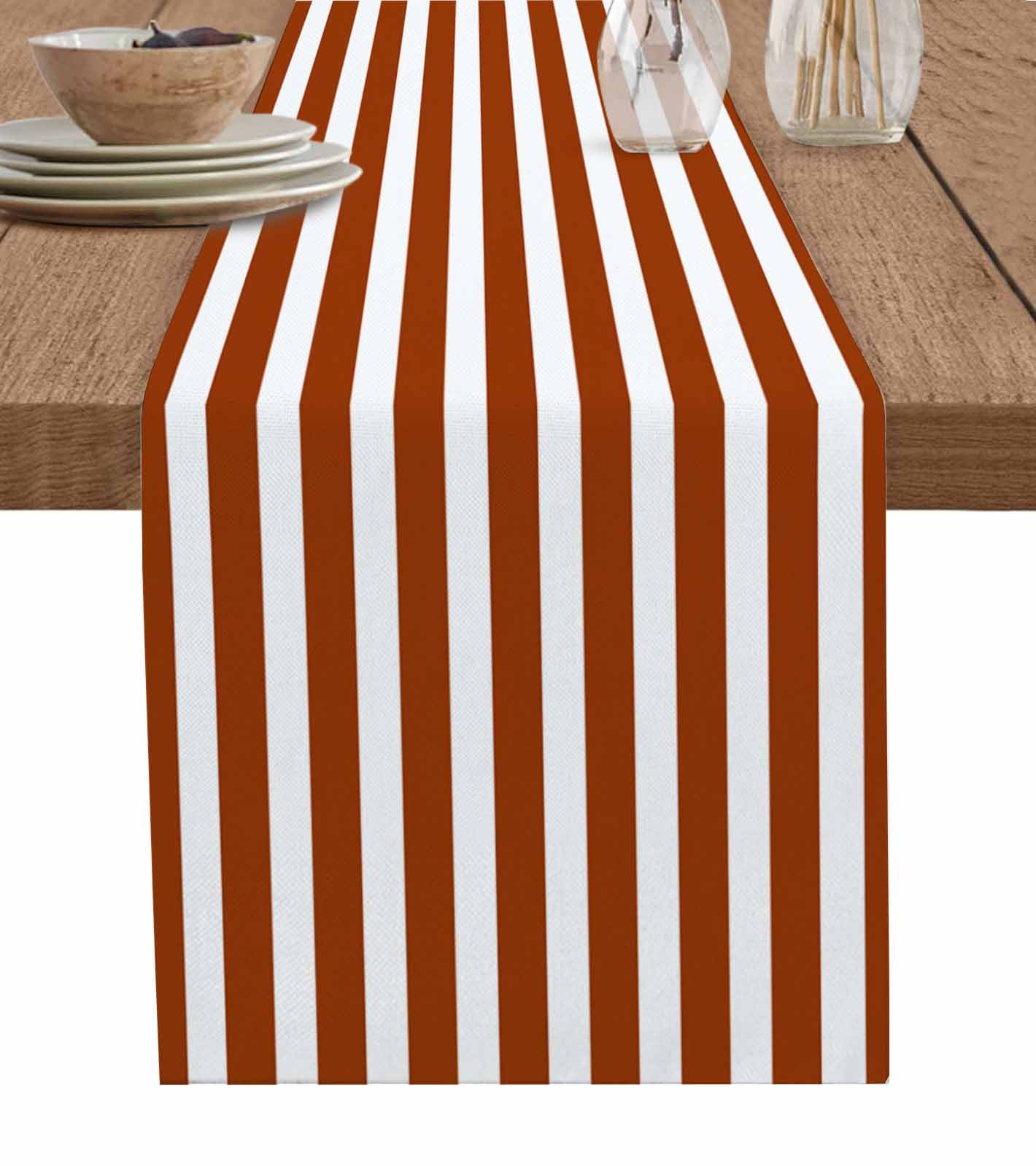 ERUNPONLY Burnt Orange Stripe Table Runner - 72 Inch Long Farmhouse ...