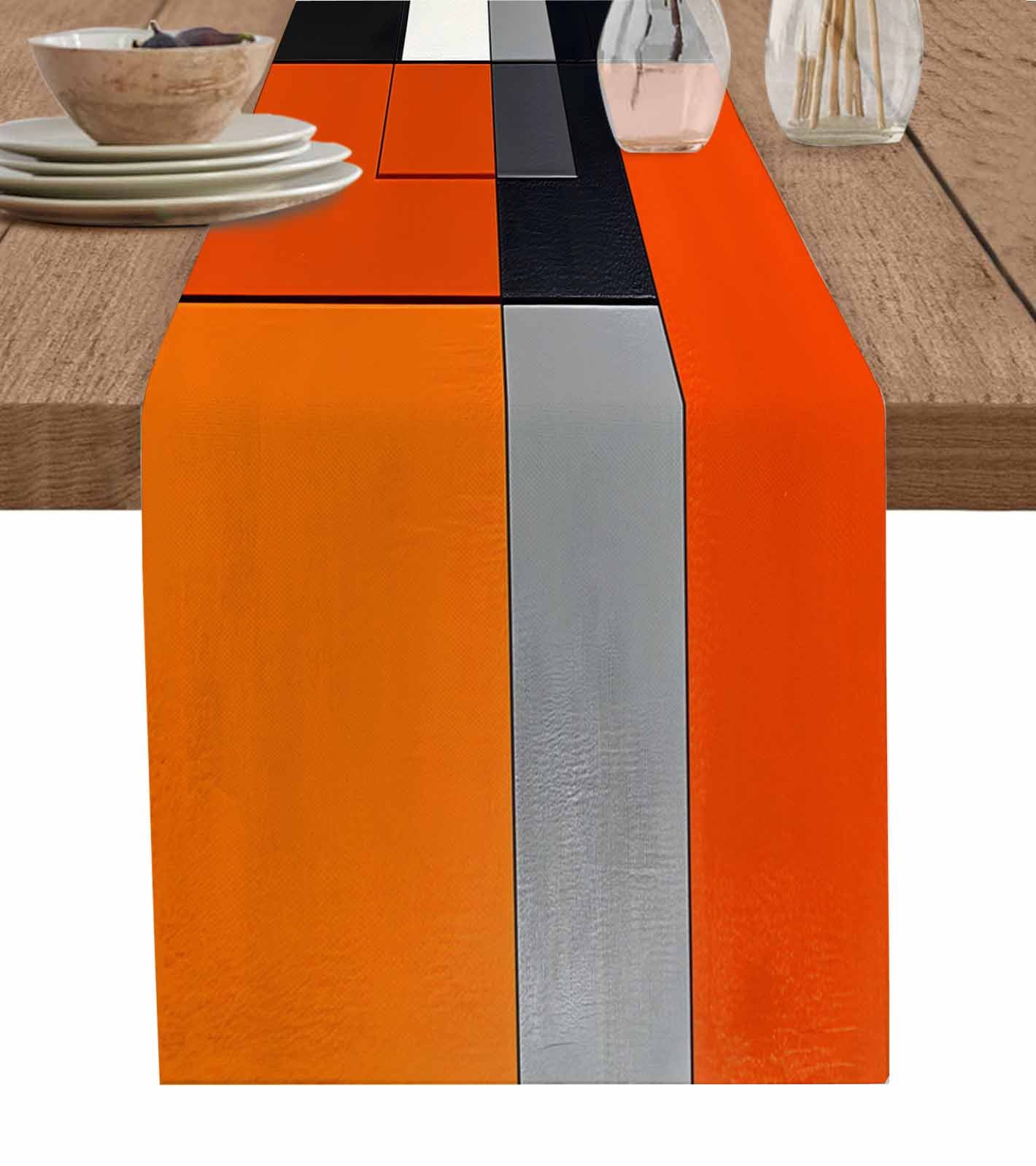 ERUNPONLY Burnt Orange Table Runner - 70 Inch Long Geometric Abstract ...