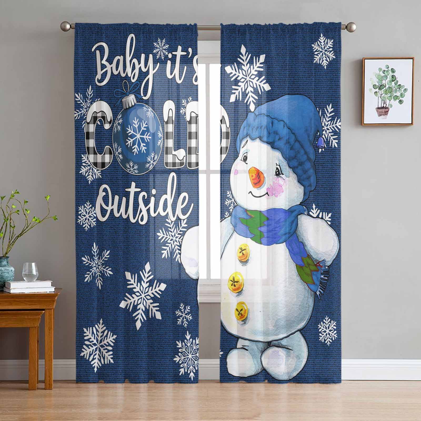 ERUNPONLY It's COLD Outside Sheer Curtains 84 Inch Length 2 Panels Set ...