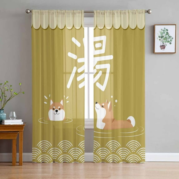 ERUNPONLY Cartoon Dog Sheer Curtains 72 Inch Length 2 Panels Set ...