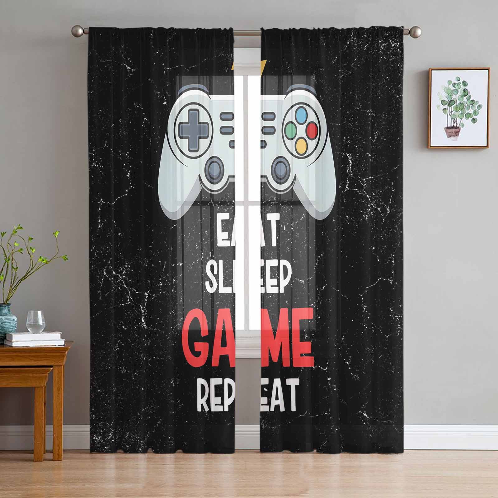 ERUNPONLY Cartoon Games Sheer Curtains 72 Inch Length 2 Panels Set ...