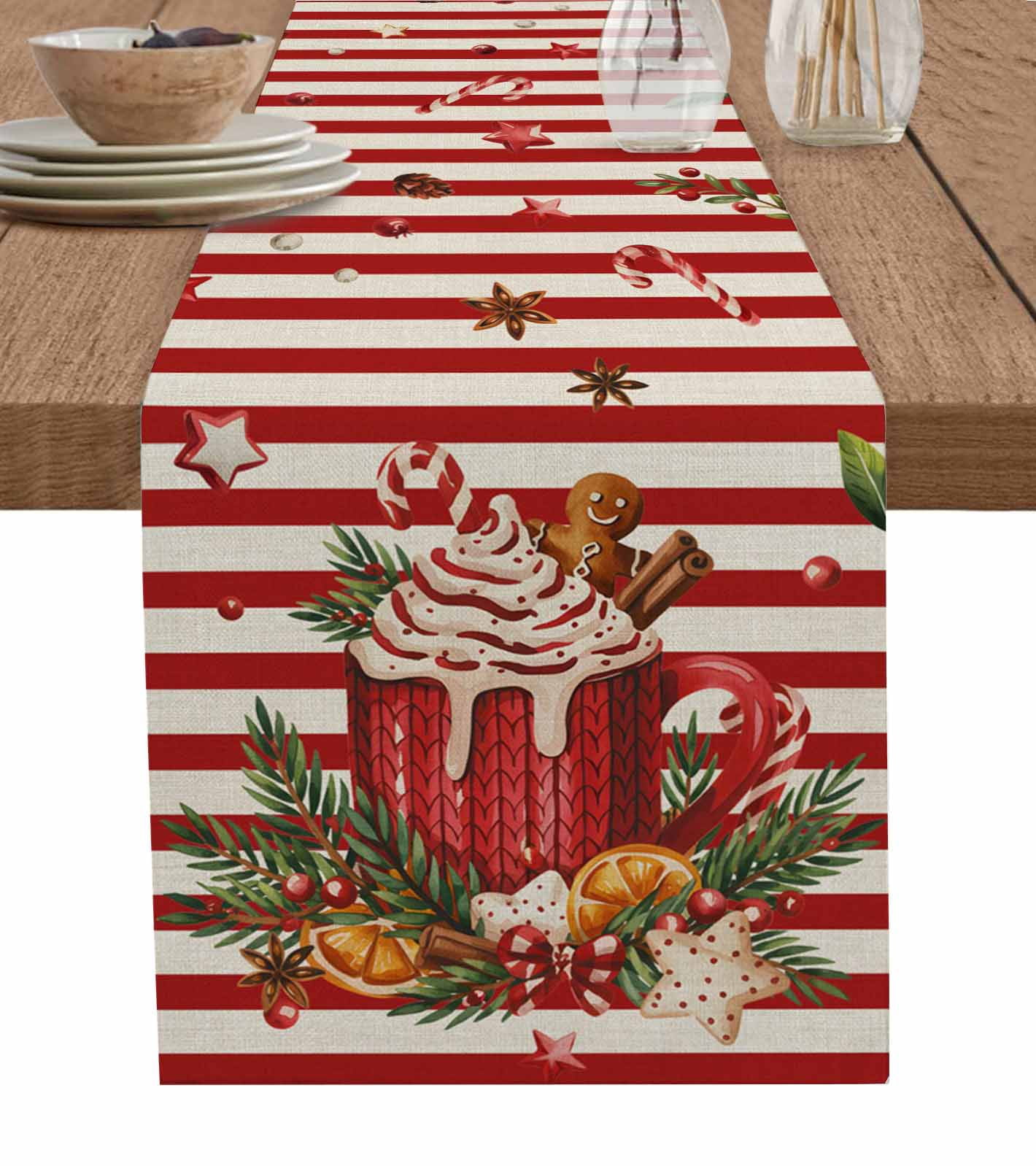 ERUNPONLY Christmas Table Runner - 90 Inch Long Xmas Ice Cream Pine ...