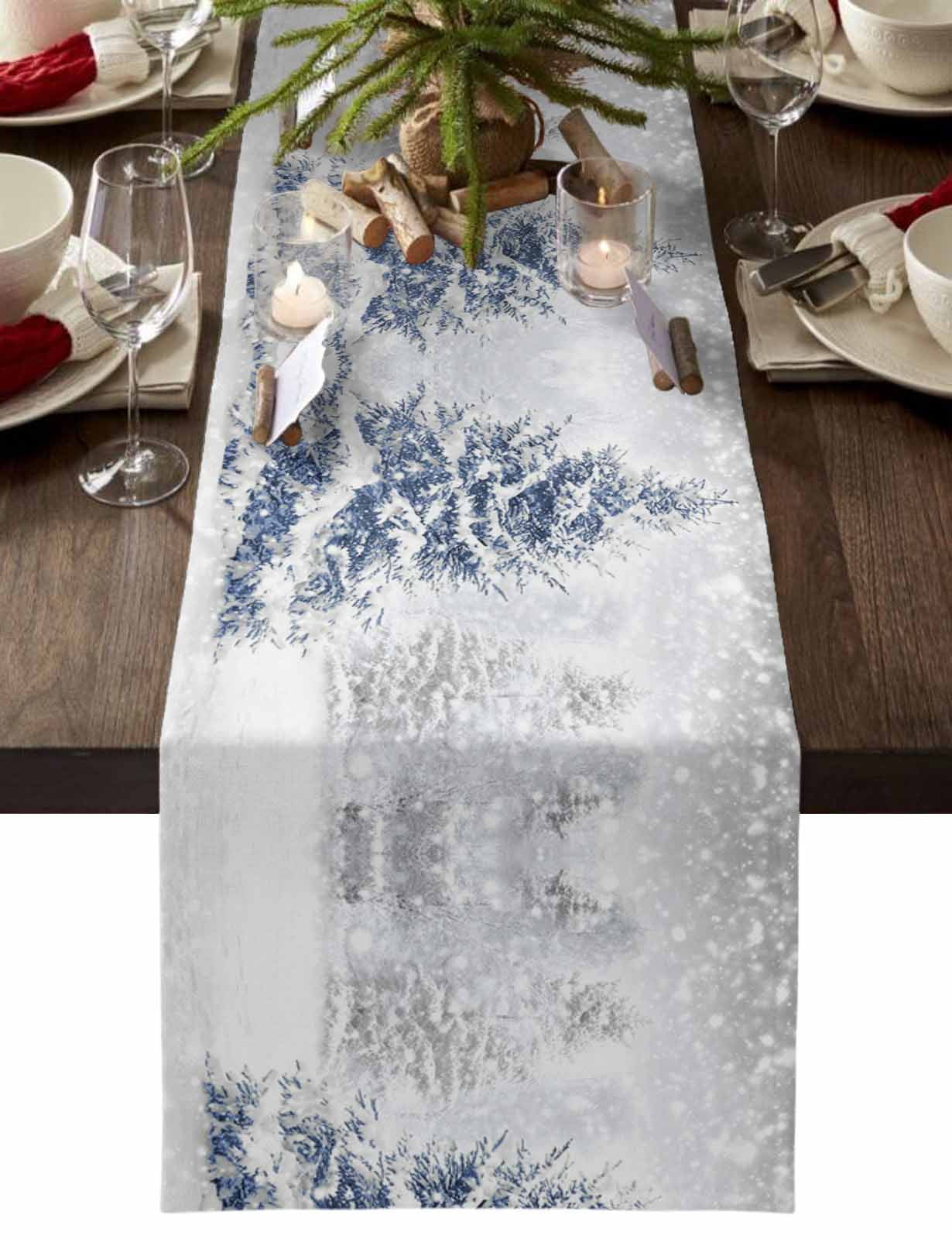 ERUNPONLY Christmas Tree Table Runner - 120 Inch Long Blue Tree Xmas ...