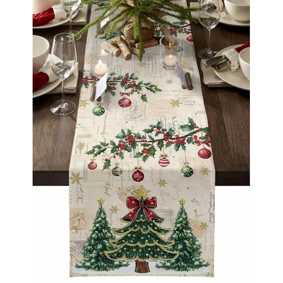ERUNPONLY Christmas Tree Table Runner - 120 Inch Long Xmas Tree ...
