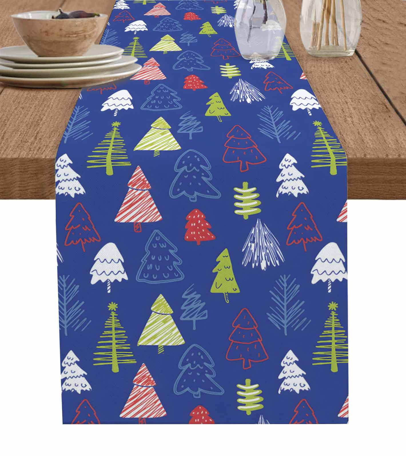 ERUNPONLY Christmas Tree Table Runner - 72 Inch Long Red Blue Gold ...