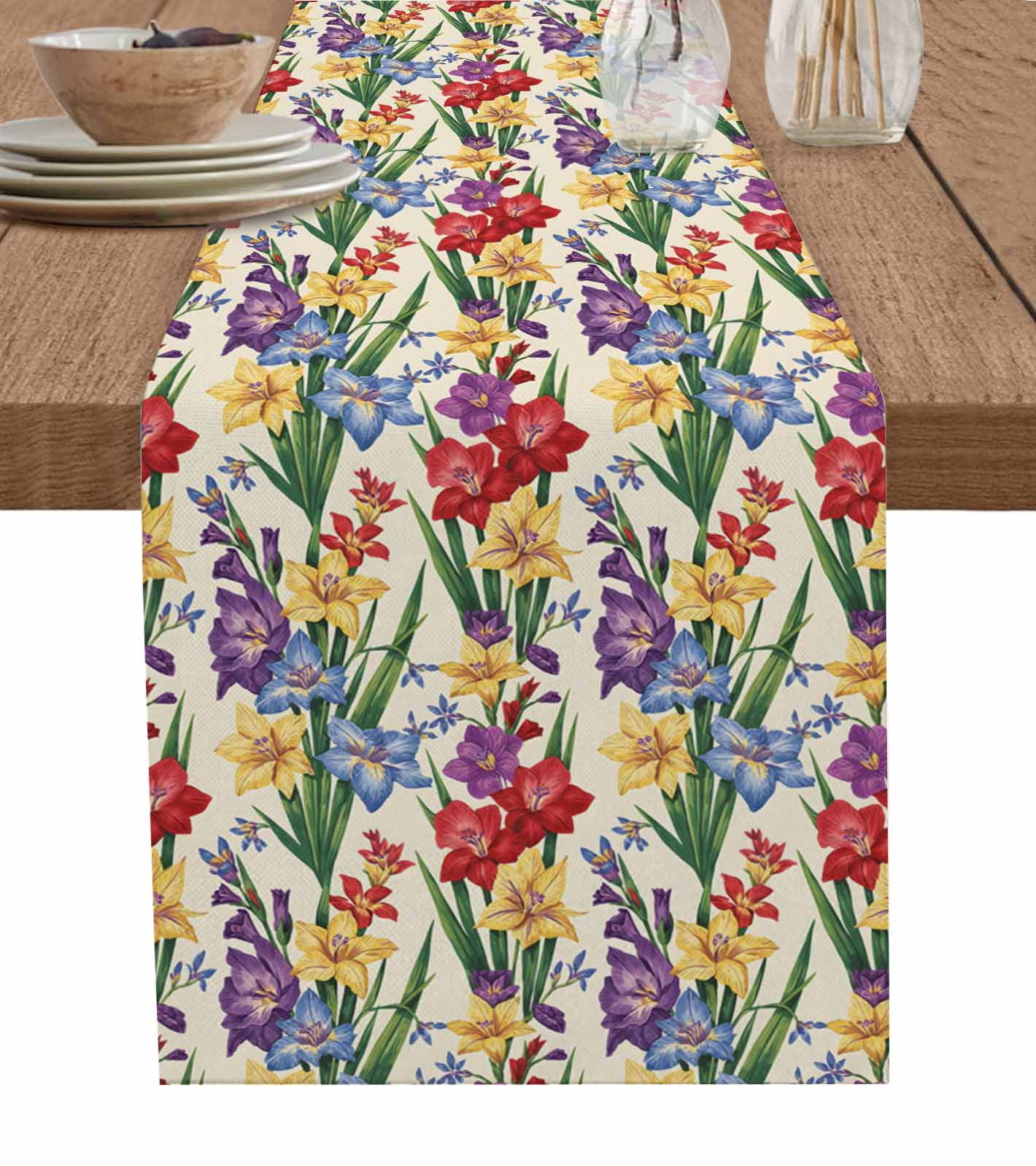 ERUNPONLY Colorful Floral Spring Table Runner - 72 Inch Long Farmhouse ...