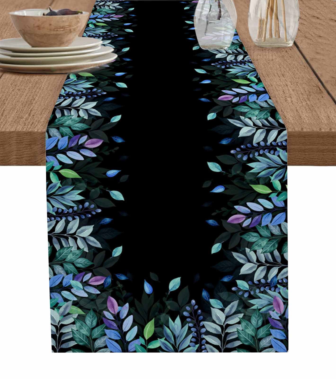 ERUNPONLY Colorful Leaf Table Runner - 70 Inch Long Farm Pastoral Plant ...