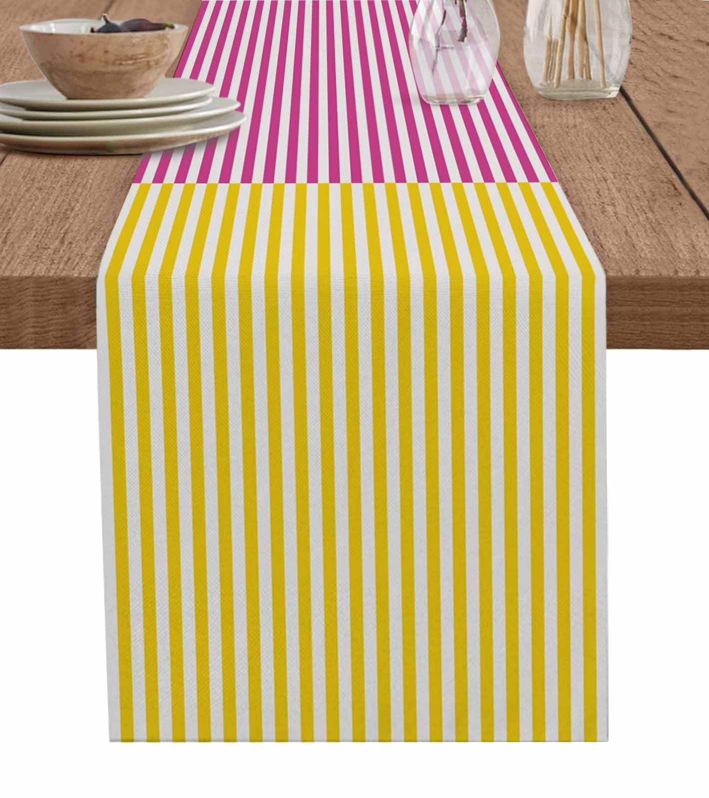 ERUNPONLY Colorful Stripe Table Runner - 72 Inch Long Modern Pink ...