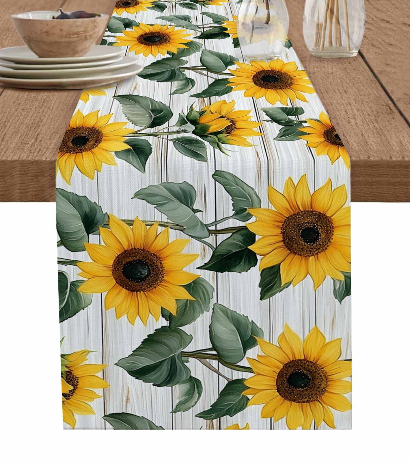 ERUNPONLY Country Sunflowers Table Runner - 60 Inch Long Retro Pastoral ...