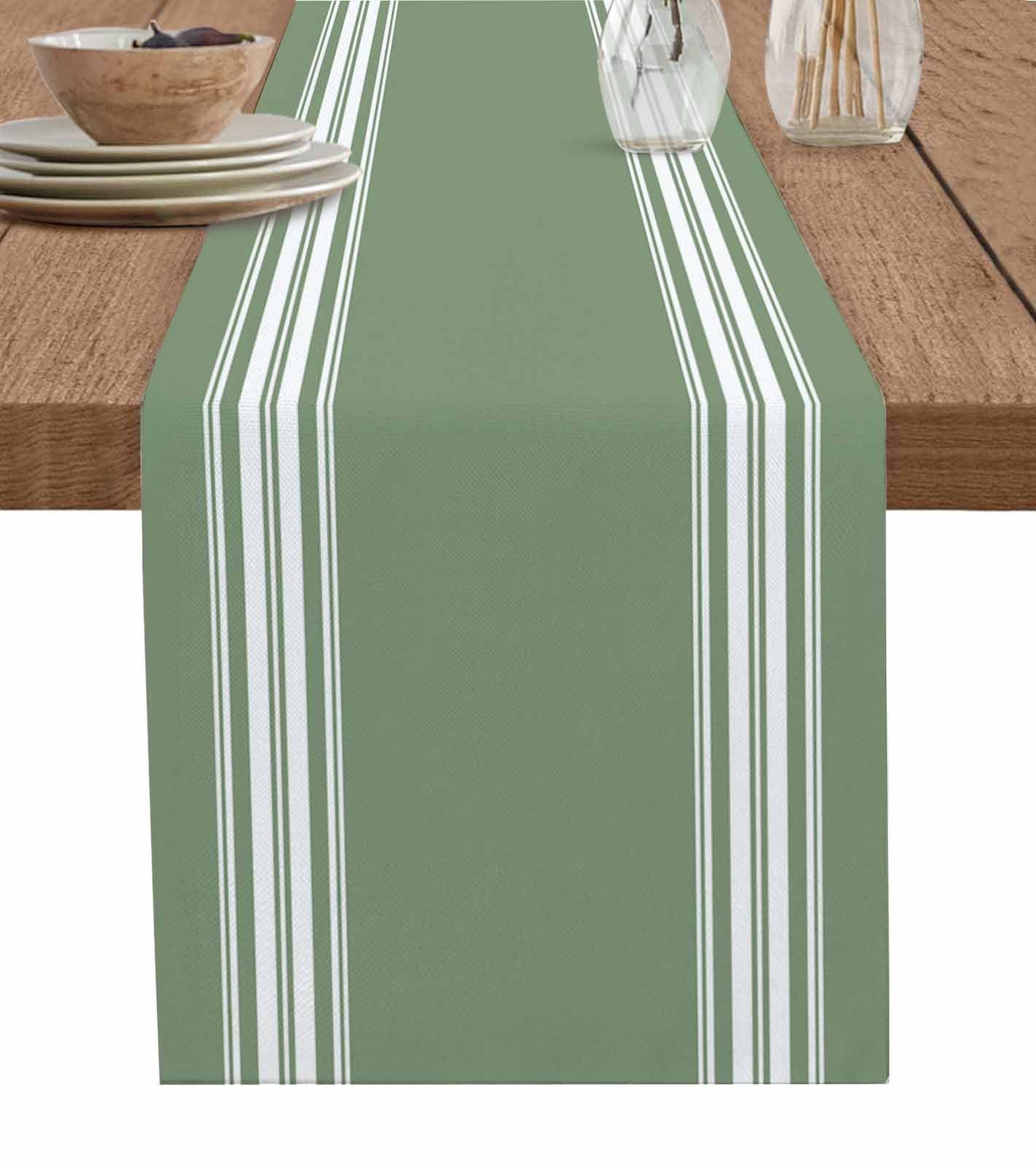 ERUNPONLY Dark Sage Green Table Runner - 90 Inch Long Farmhouse Sage ...