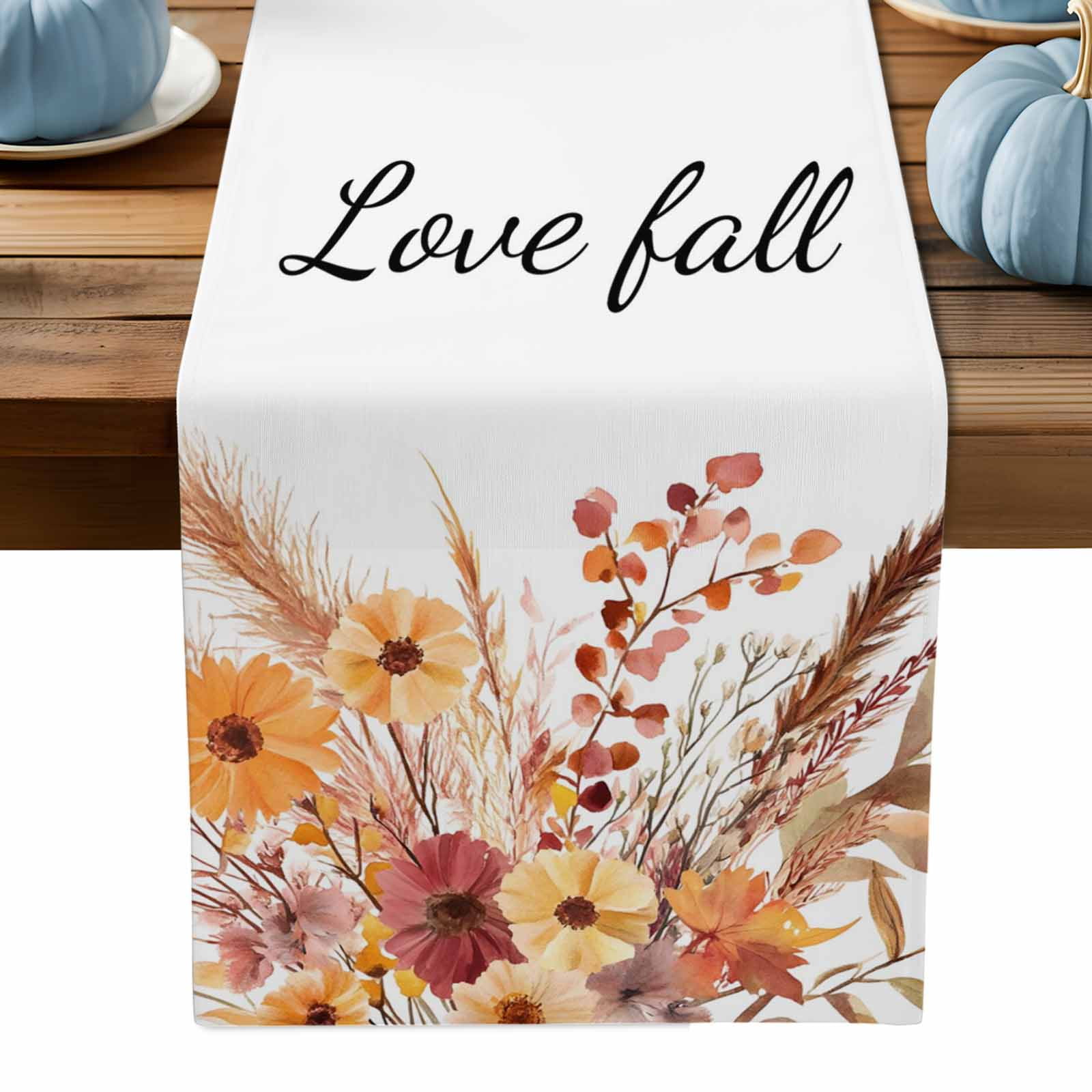 ERUNPONLY Fall Botanical Table Runner - 70 Inch Long Thanksgiving ...