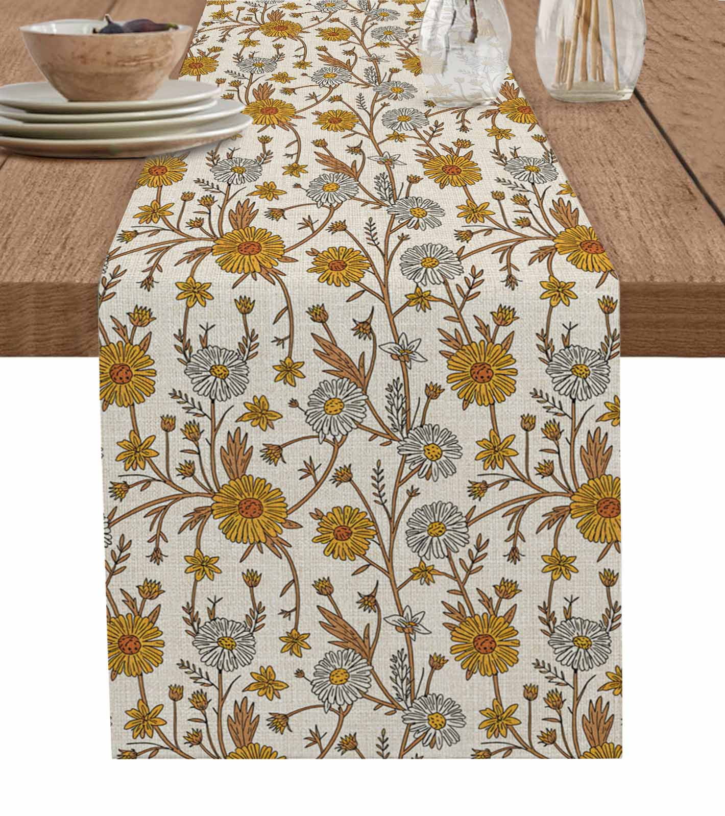 ERUNPONLY Fall Floral Table Runner - 48 Inch Long Vintage Farmhouse ...