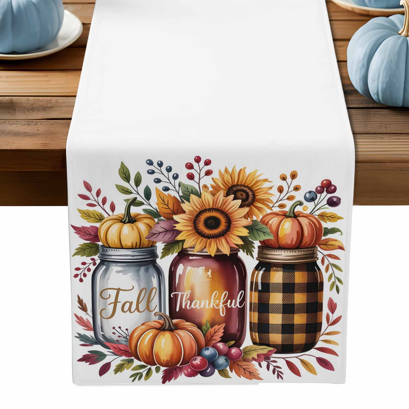 ERUNPONLY Fall Floral Table Runner - 72 Inch Long Thanksgiving Autumn ...