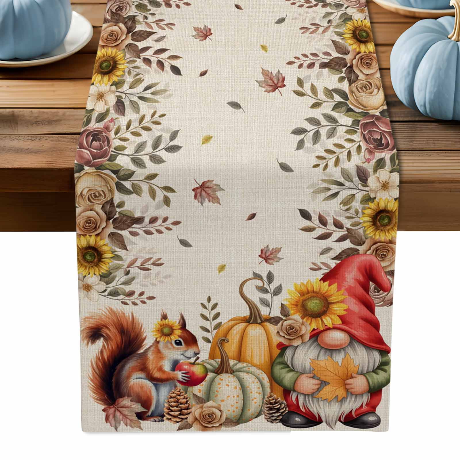 ERUNPONLY Fall Gnomes Table Runner - 72 Inch Long Thanksgiving Pumpkin ...