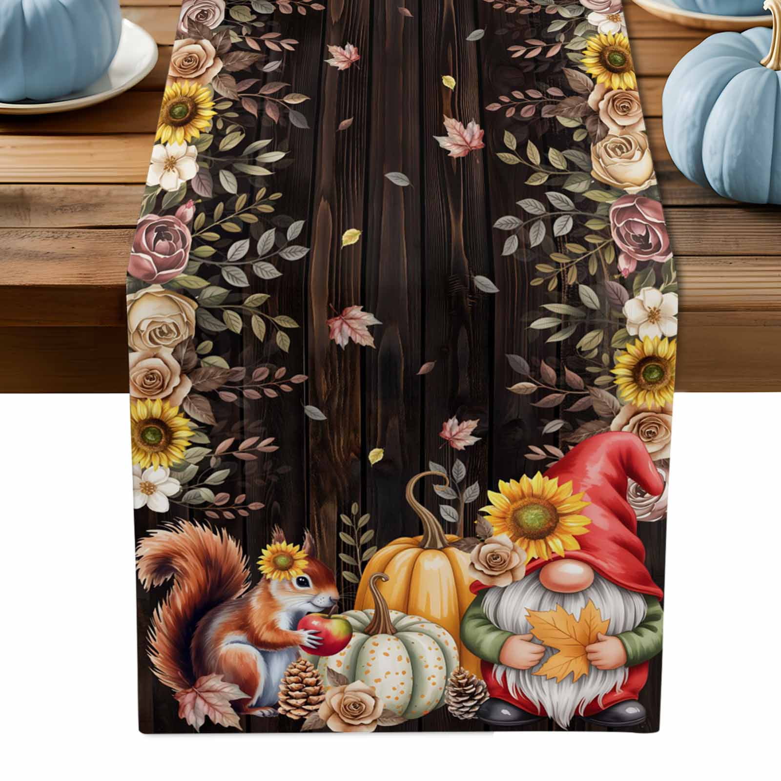 ERUNPONLY Fall Gnomes Table Runner - 72 Inch Long Thanksgiving Pumpkin ...