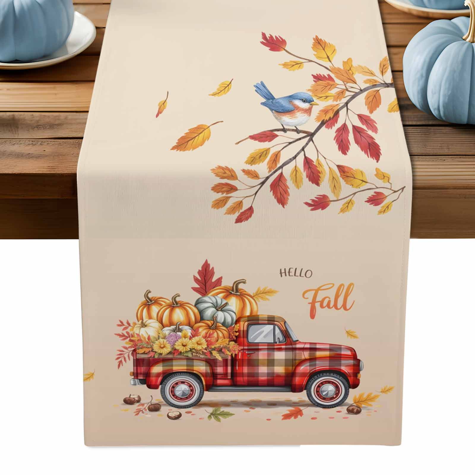 ERUNPONLY Fall Pumpkins Table Runner - 108 Inch Long Thannksgiving ...