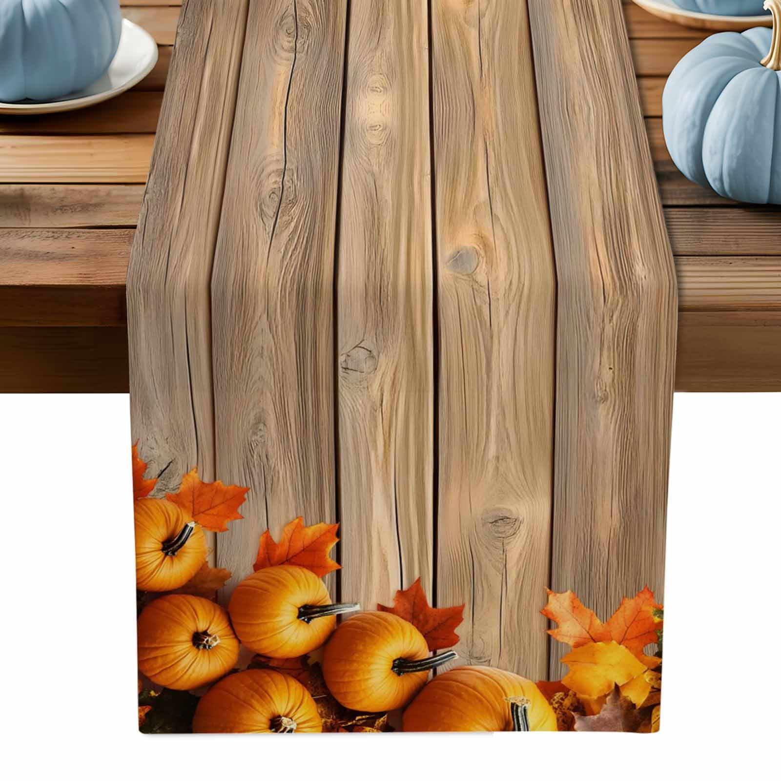 ERUNPONLY Fall Pumpkins Table Runner - 72 Inch Long Thanksgiving Orange ...