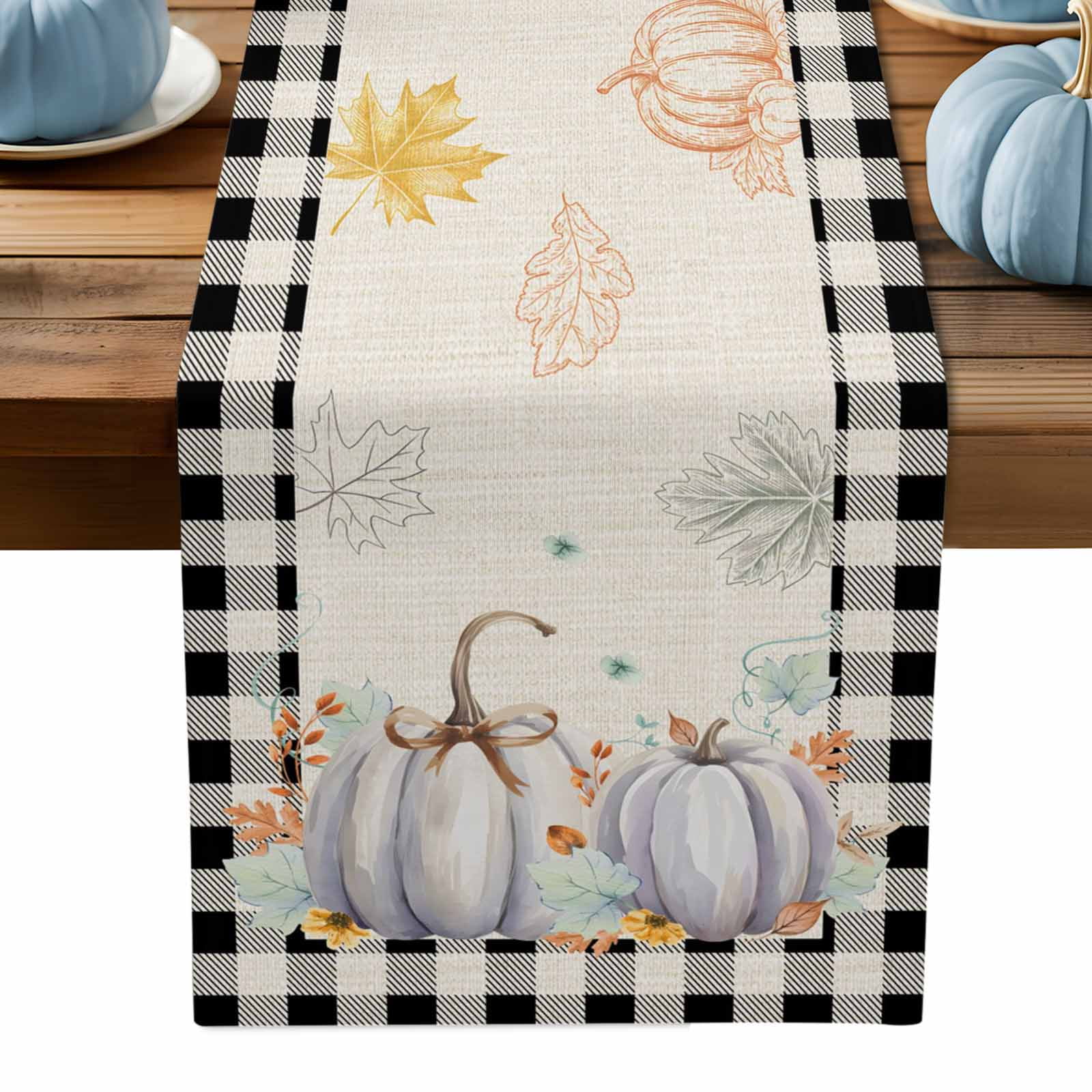 ERUNPONLY Fall Table Runner - 120 Inch Long Thanksgiving Pumpkins ...