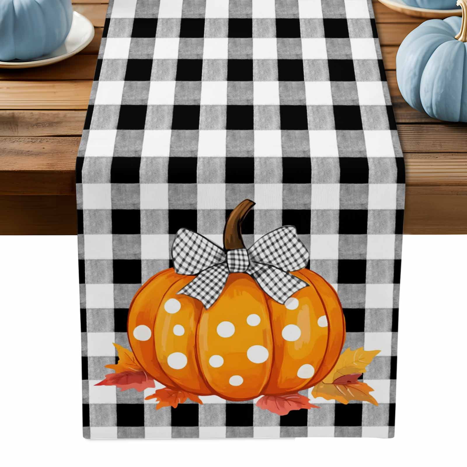 ERUNPONLY Fall Thanksgiving Pumpkins Table Runner - 48 Inch Long Autumn ...