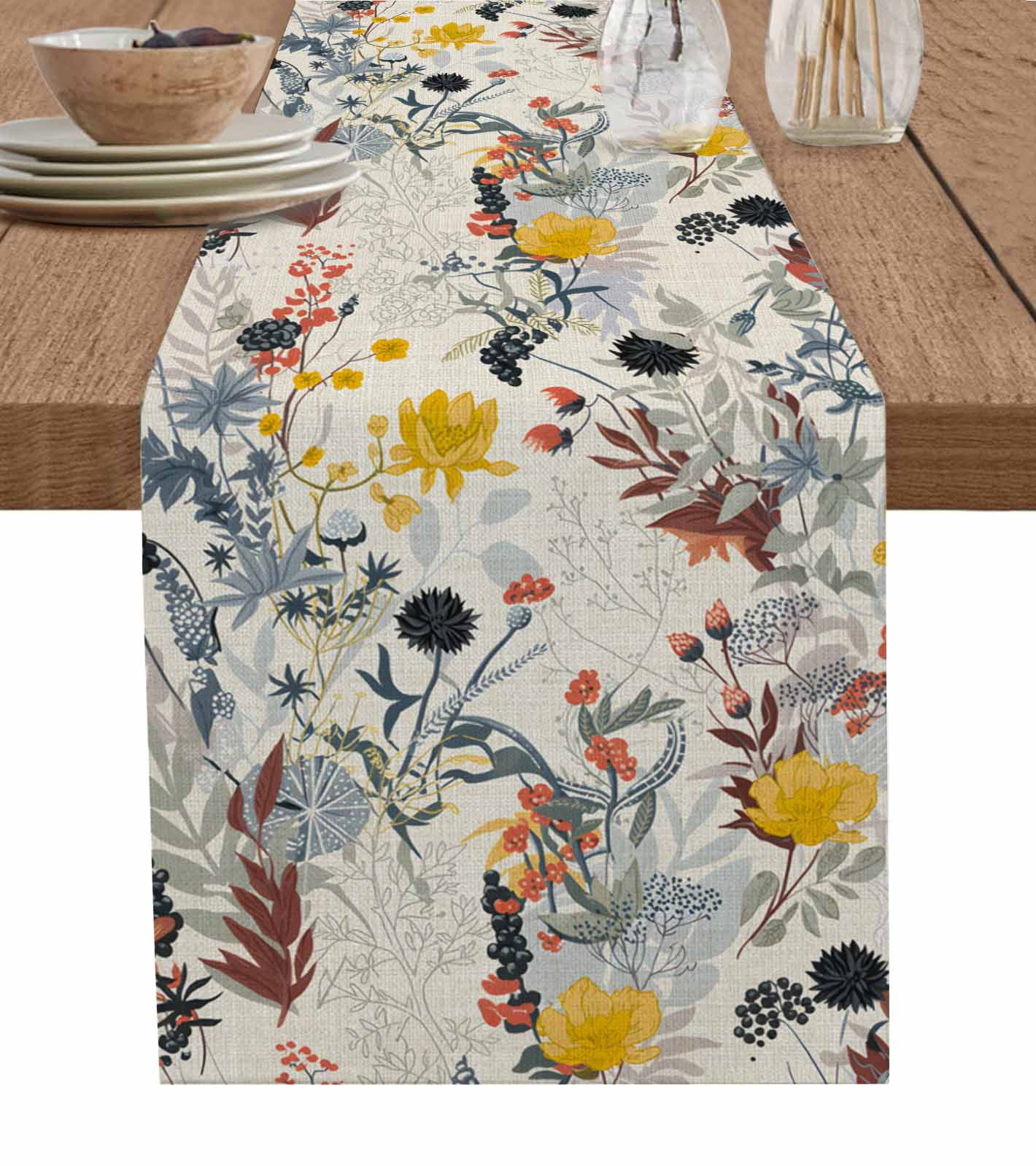 ERUNPONLY Farmhouse Flowers Table Runner - 72 Inch Long Vintage ...