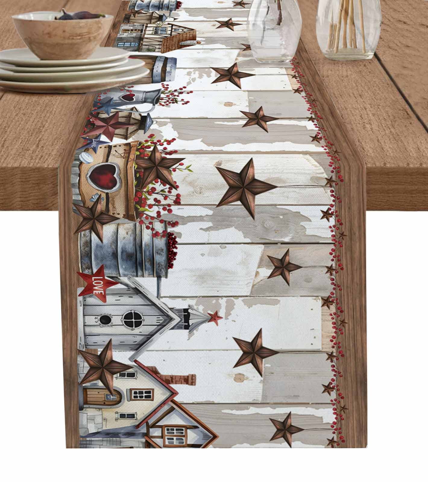 ERUNPONLY Farmhouse Table Runner - 72 Inch Long Western Texas Star ...