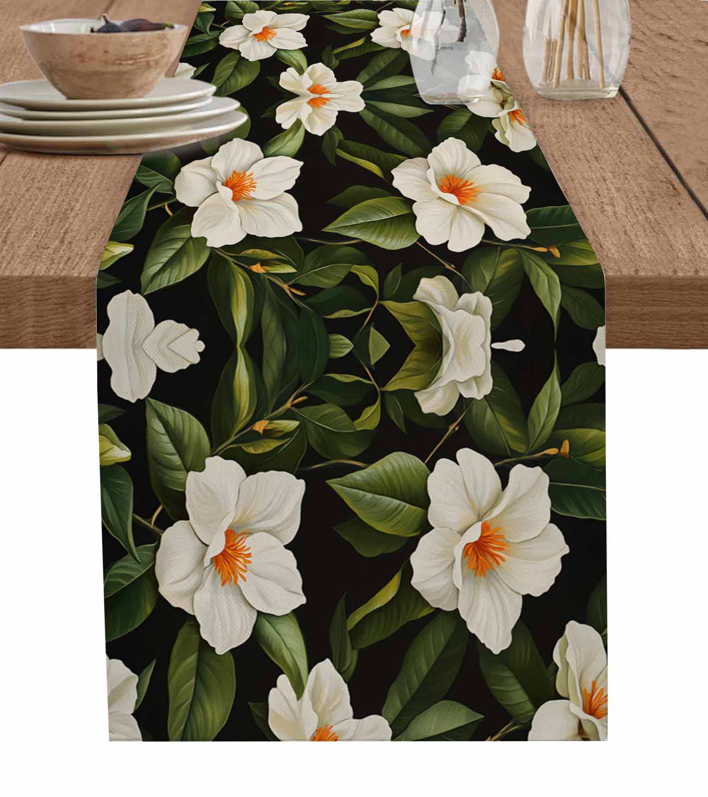 ERUNPONLY Flower Floral Table Runner - 70 Inch Long Modern Summer Plant ...