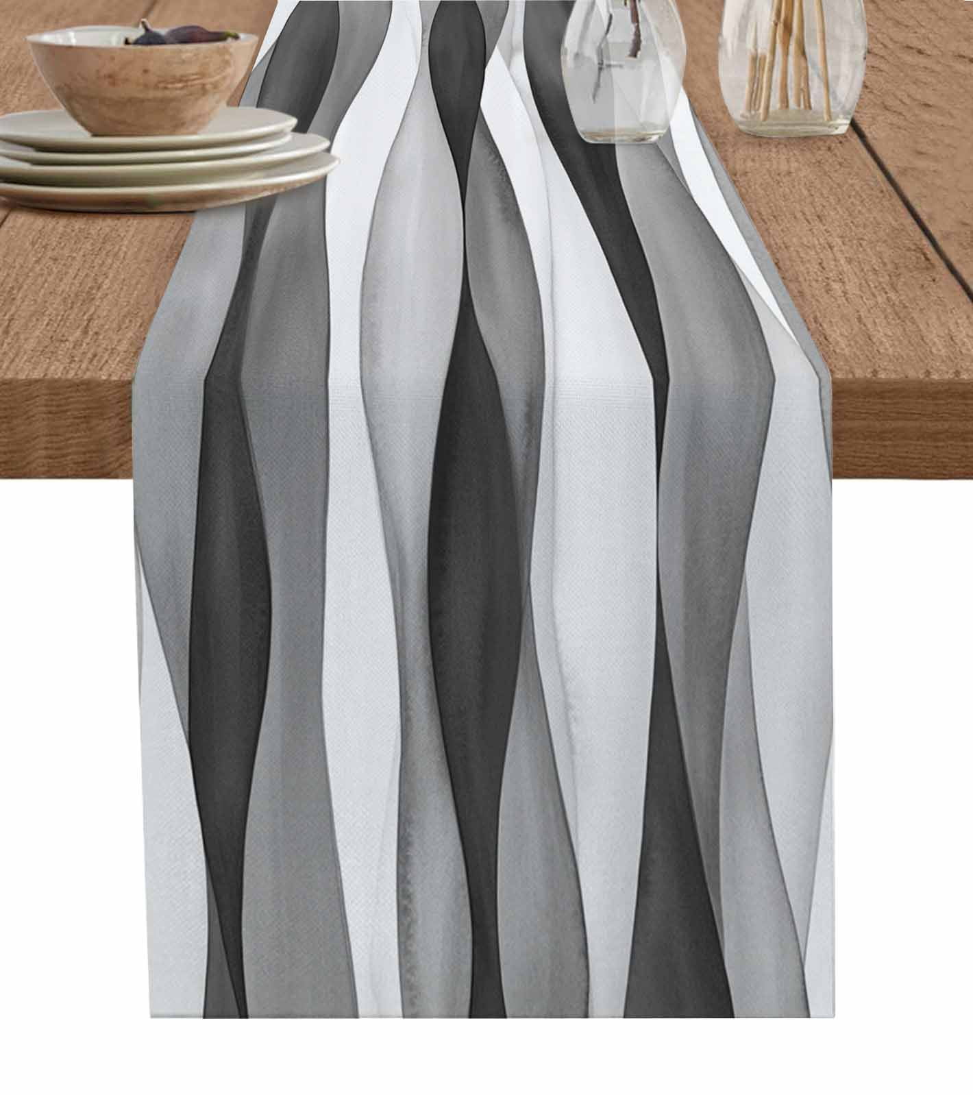 ERUNPONLY Gray Stripes Table Runner - 60 Inch Long Vintage Farmhouse ...