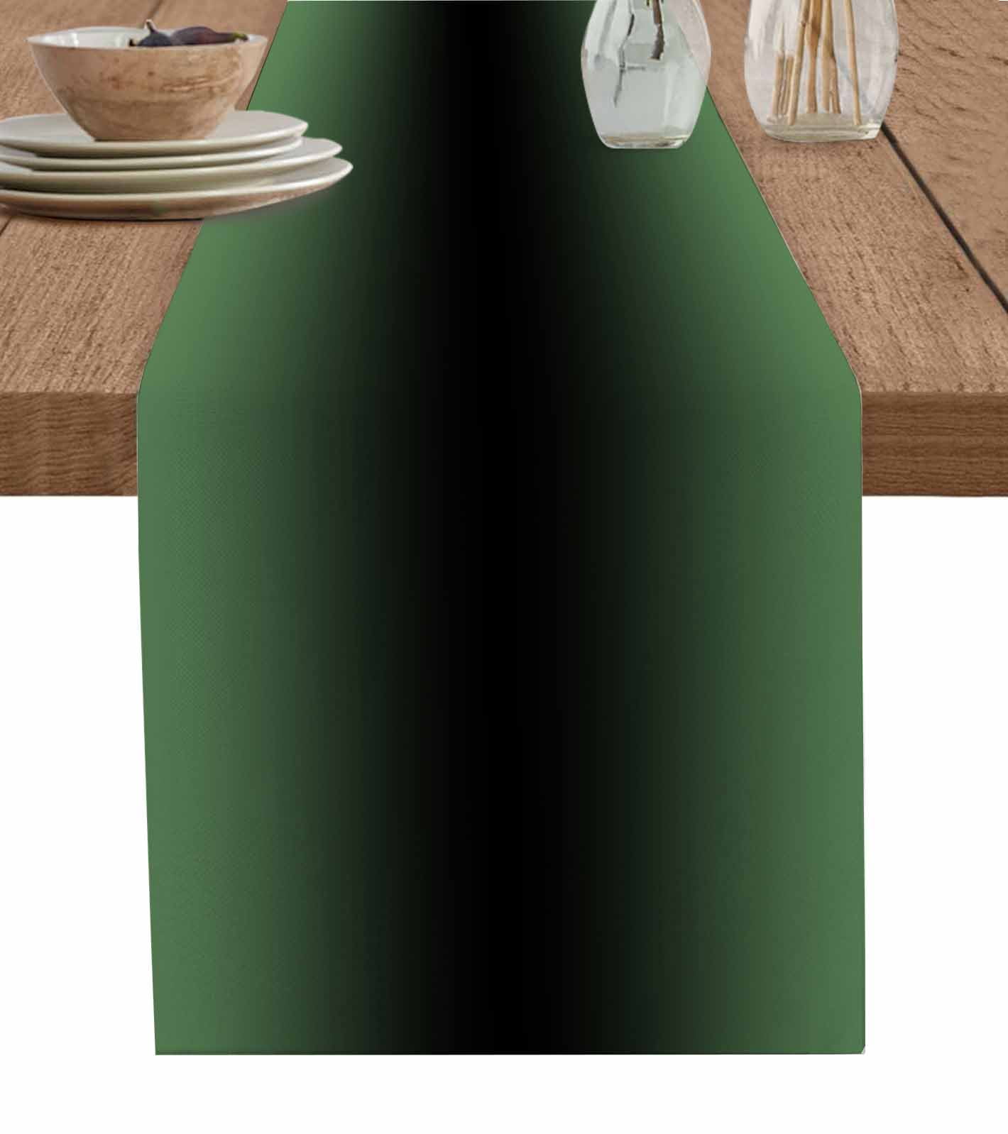 ERUNPONLY Green Black Ombre Table Runner - 72 Inch Long Modern Gradient ...