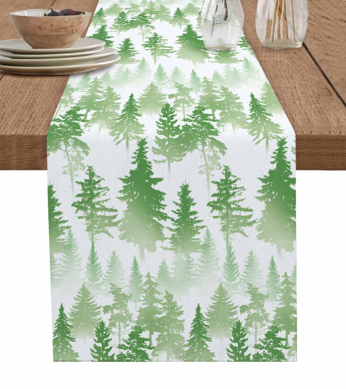 ERUNPONLY Green Forest Table Runner - 120 Inch Long Contemporary ...