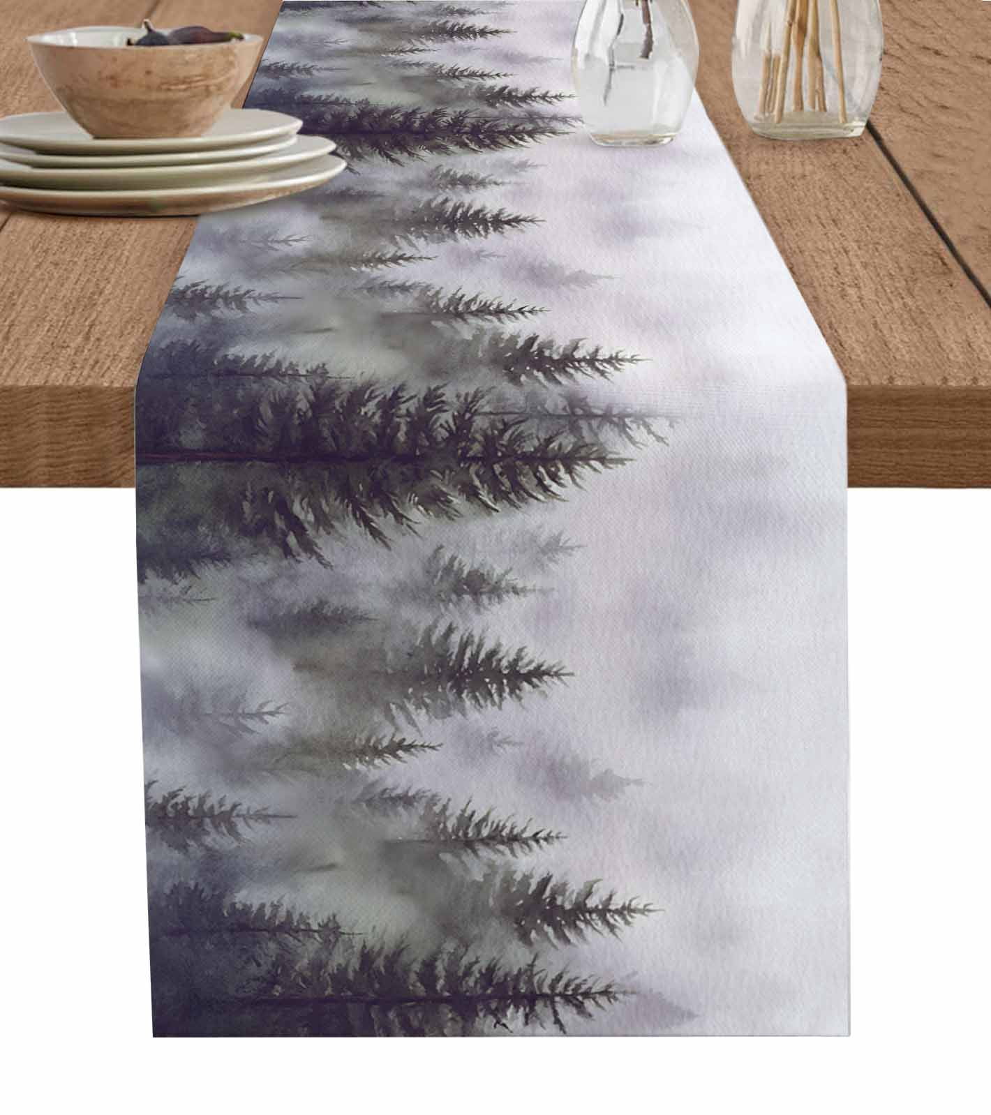 ERUNPONLY Green Forest Table Runner - 120 Inch Long Vintage Rustic Pine ...