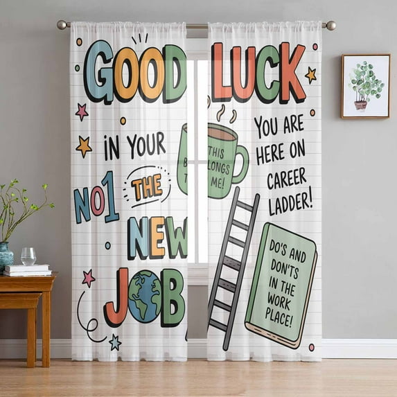 ERUNPONLY Green Funny Words Sheer Curtains 96 Inch Length 2 Panels Set ...