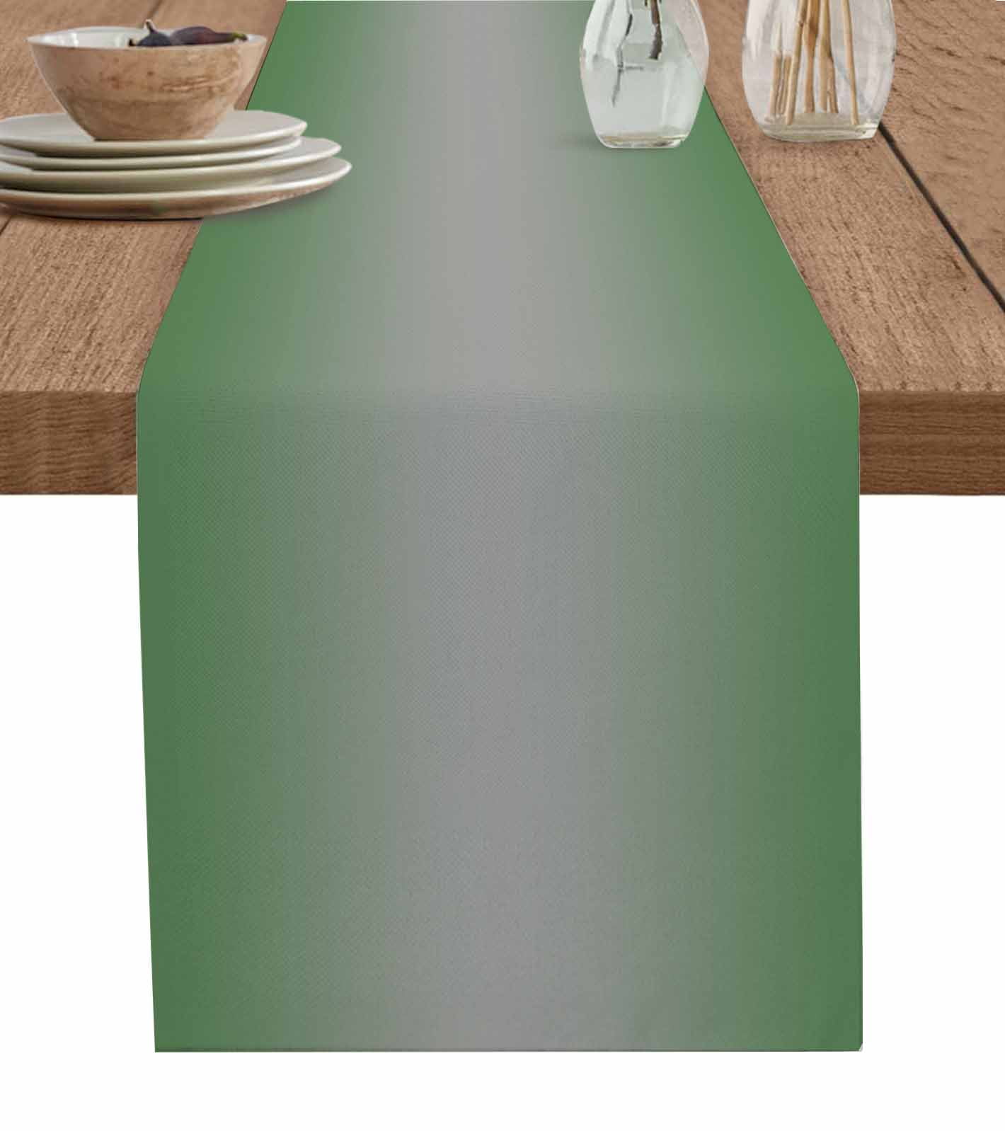 ERUNPONLY Green Grey Ombre Table Runner - 70 Inch Long Modern Gradient ...