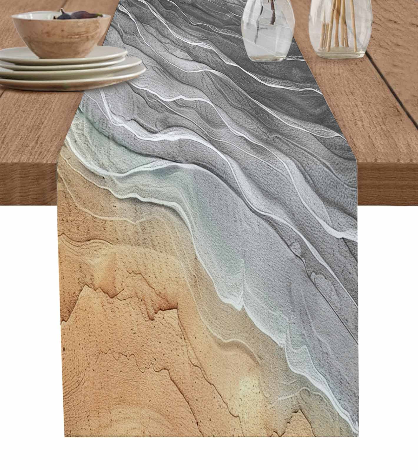 ERUNPONLY Grey Ombre Coastal Table Runner - 72 Inch Long Summer ...