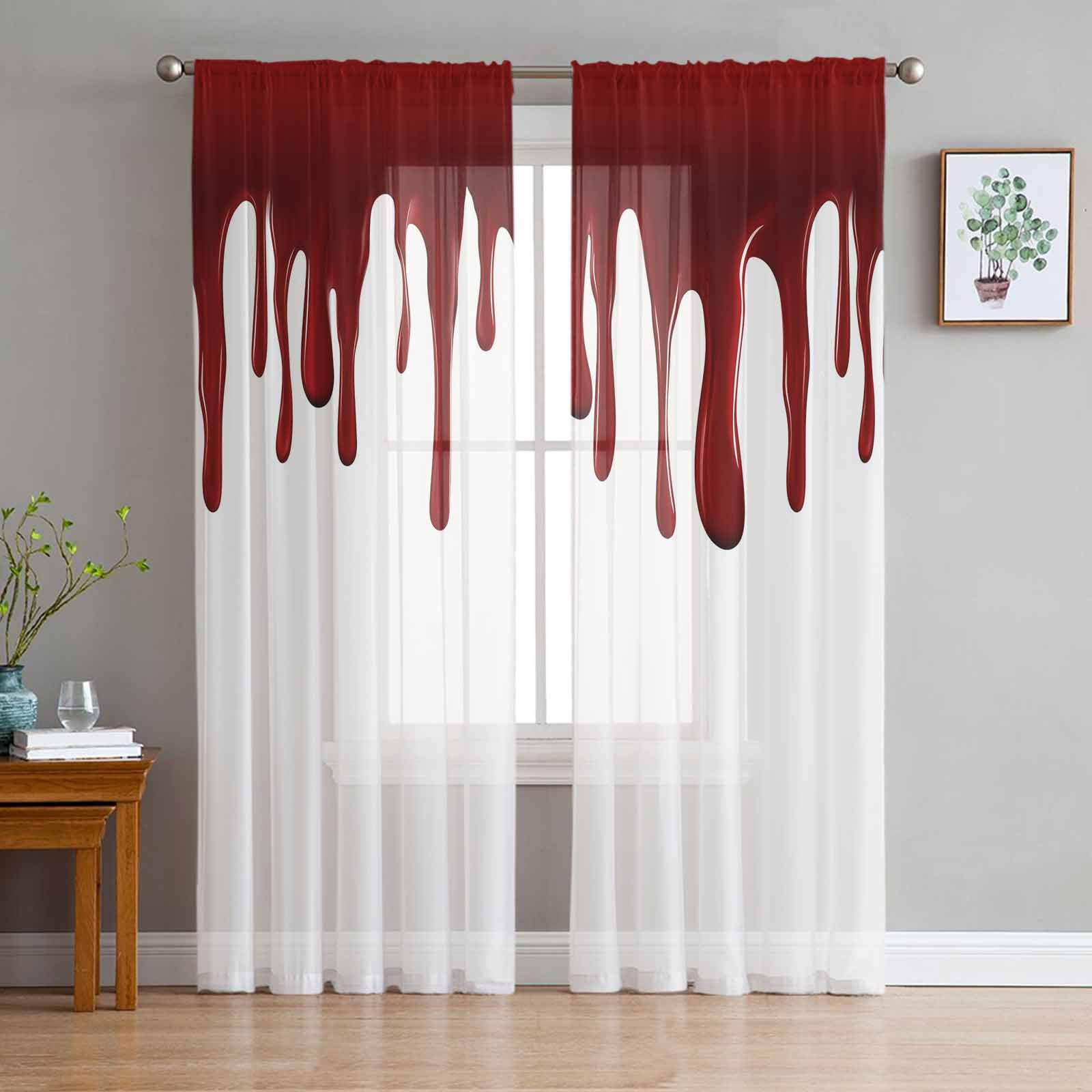 ERUNPONLY Halloween Sheer Curtains 72 Inch Length 2 Panels Set, Horror ...