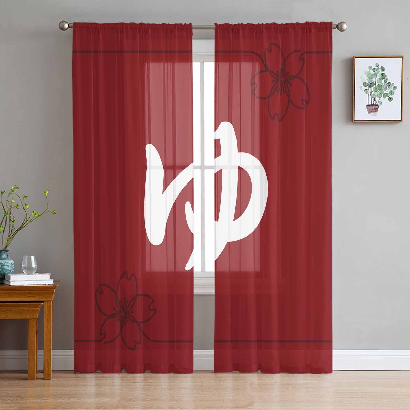ERUNPONLY Japanese Style Sheer Curtains 84 Inch Length 2 Panels Set ...