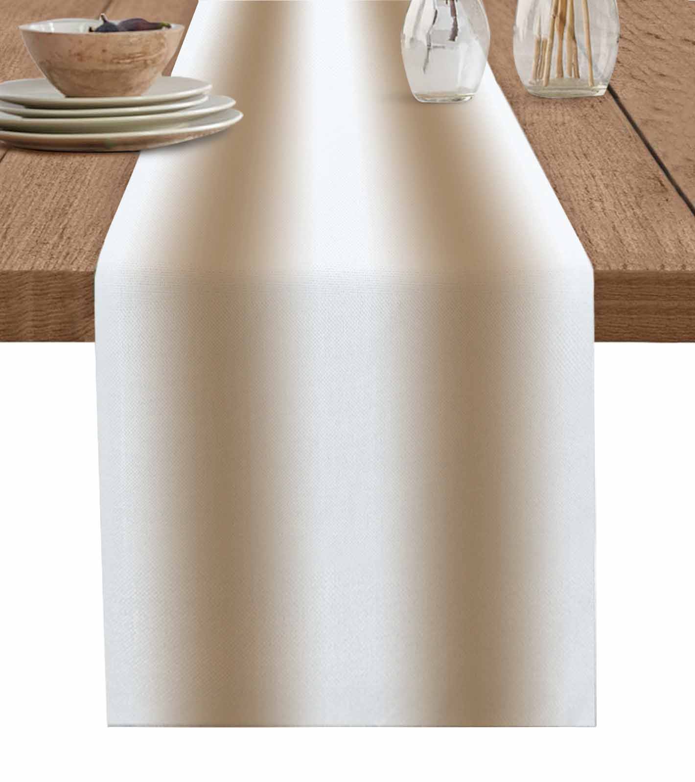 ERUNPONLY Khaki White Ombre Table Runner - 60 Inch Long Modern Abstract ...