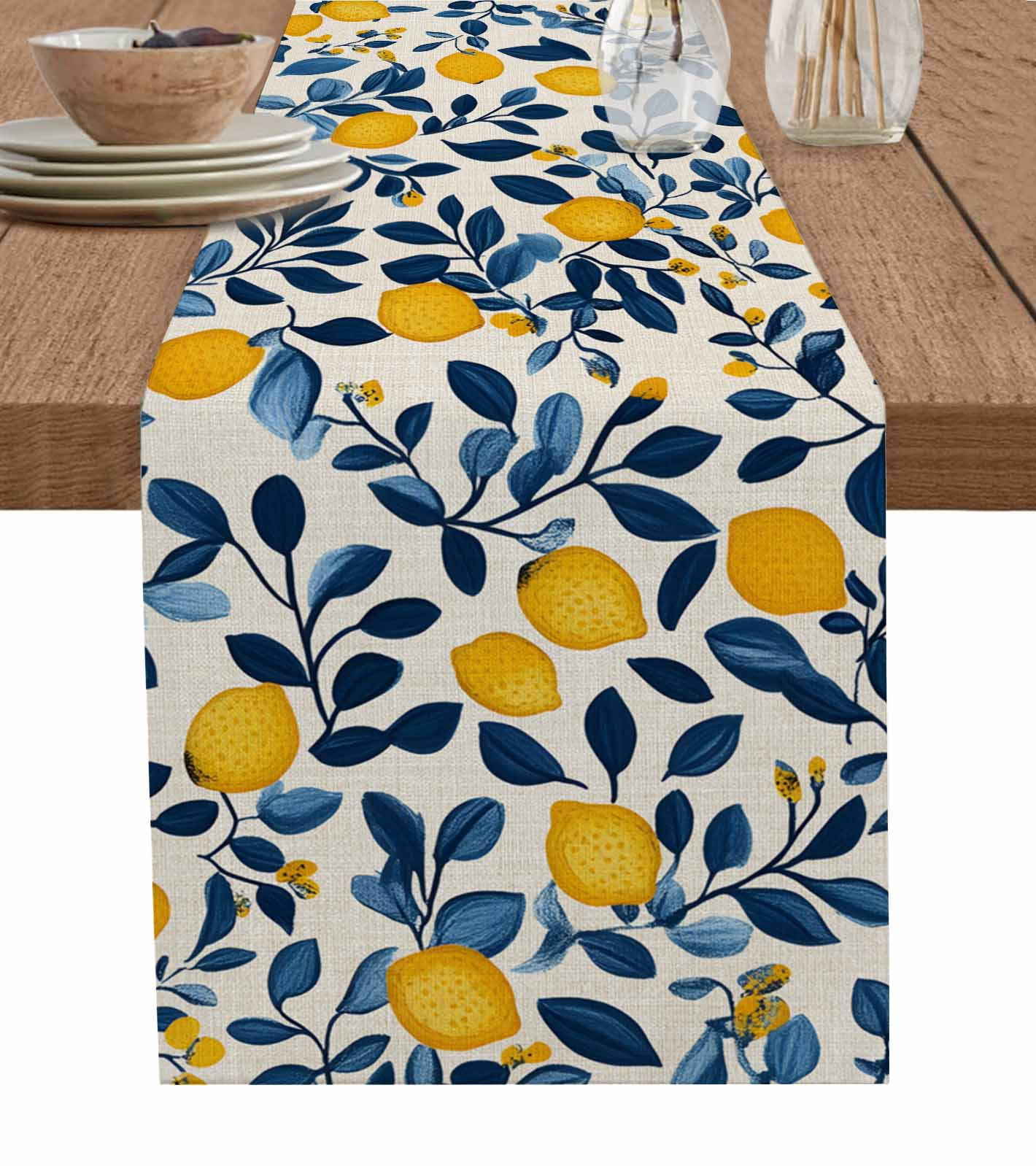 ERUNPONLY Lemon Summer Table Runner - 120 Inch Long Spring Pastoral ...
