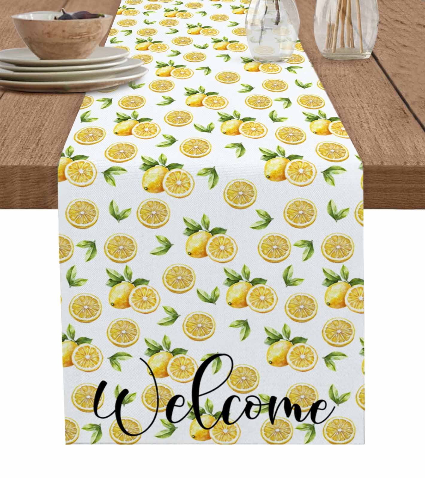 ERUNPONLY Lemon Table Runner - 72 Inch Long Welcome Summer Pastoral ...