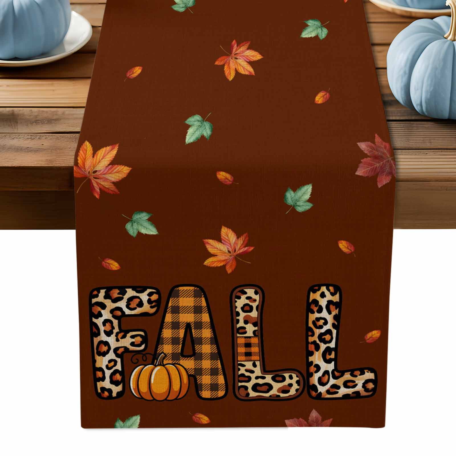 ERUNPONLY Leopard Print Fall Table Runner - 90 Inch Long Thanksgiving ...