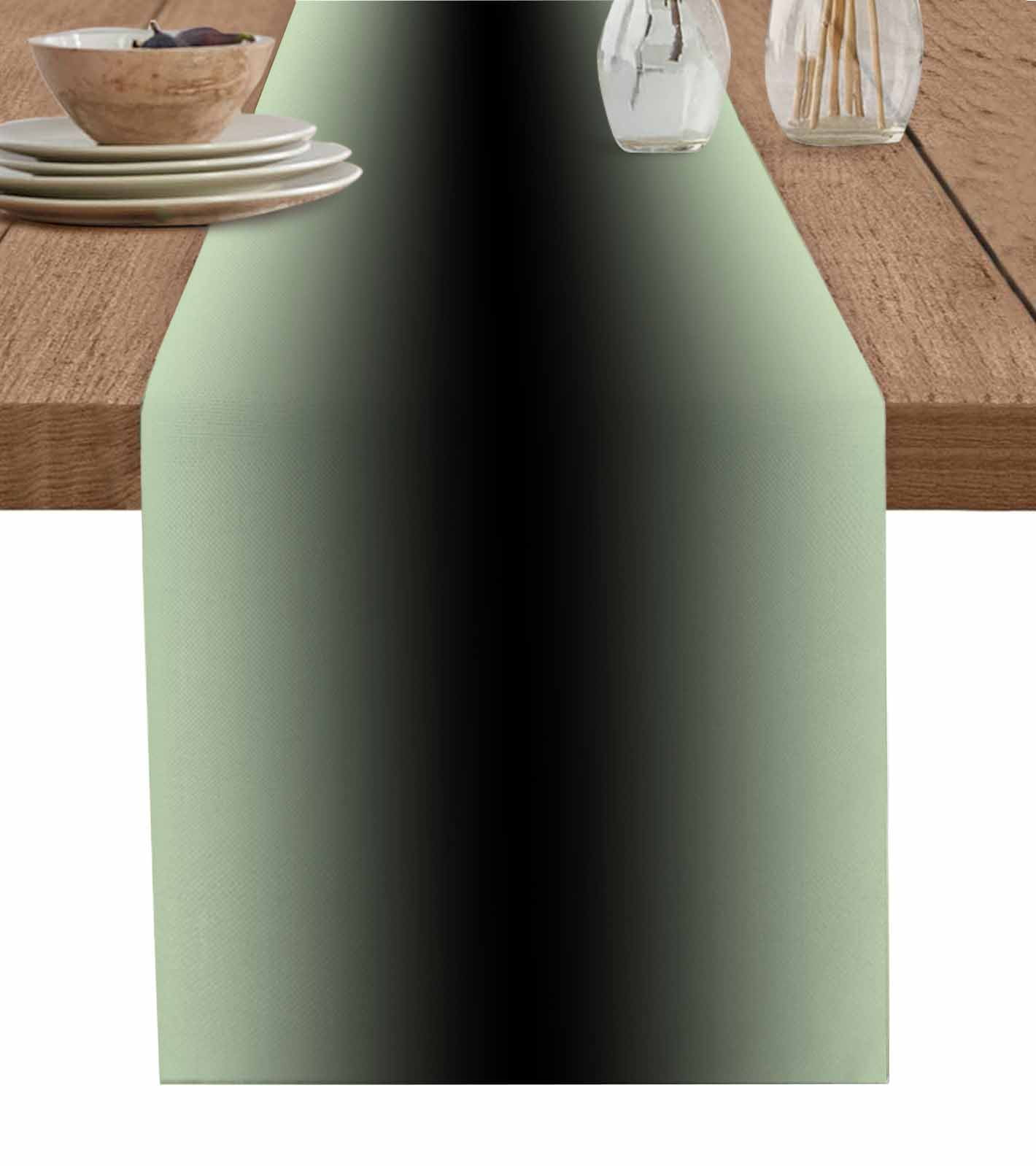 ERUNPONLY Light Green Black Ombre Table Runner - 72 Inch Long Modern ...