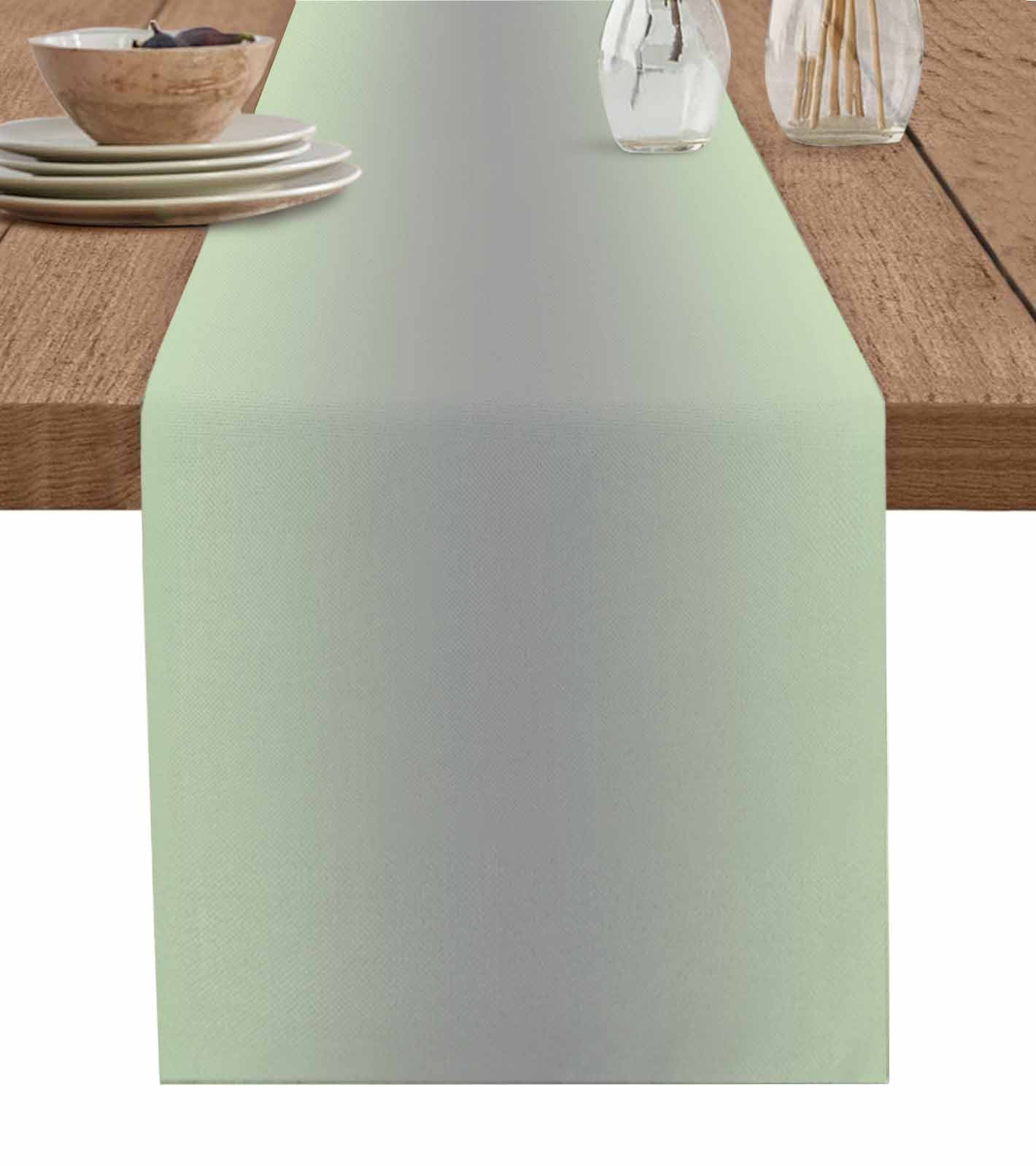 ERUNPONLY Light Green Grey Ombre Table Runner - 72 Inch Long Modern ...