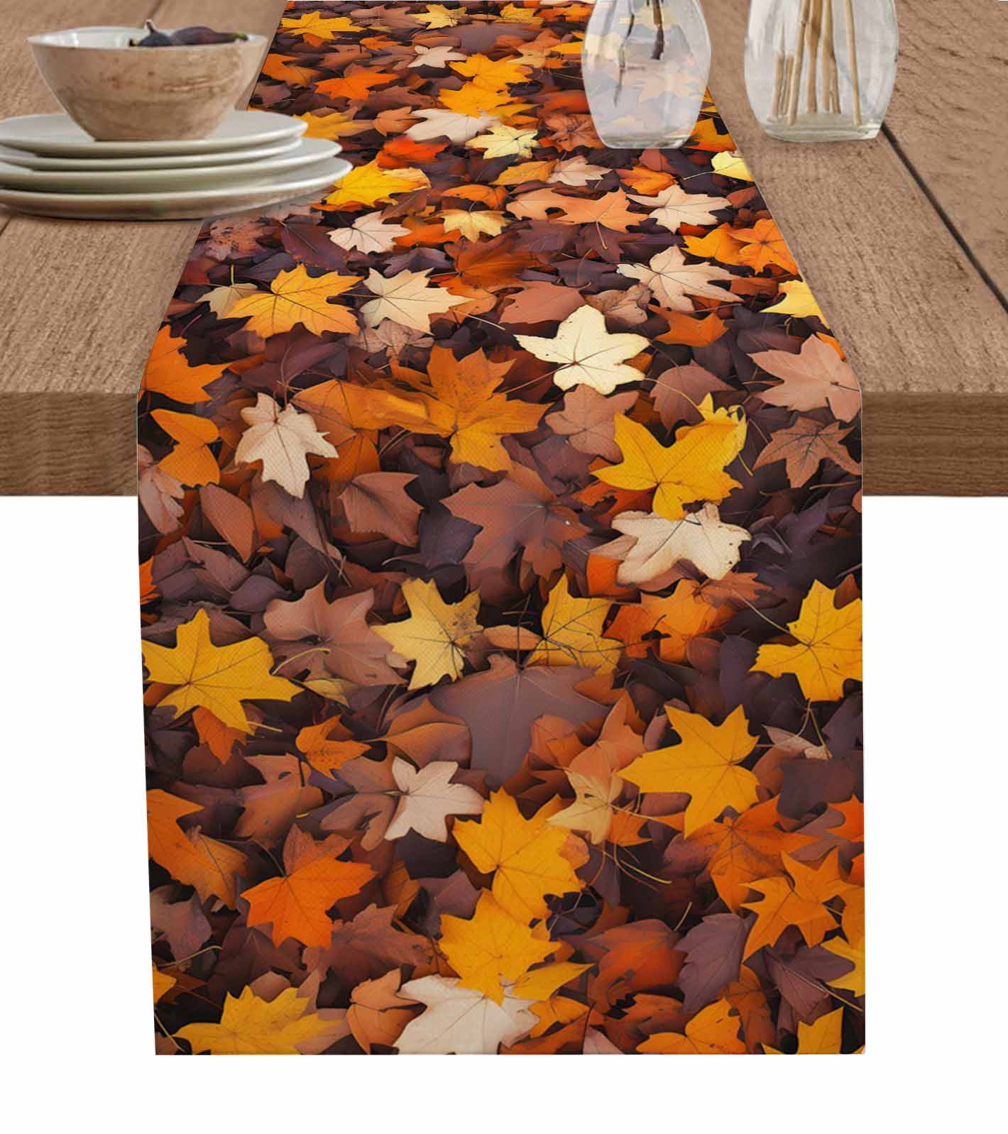 ERUNPONLY Maple LeafFall Table Runner - 60 Inch Long Autumn Rustic ...